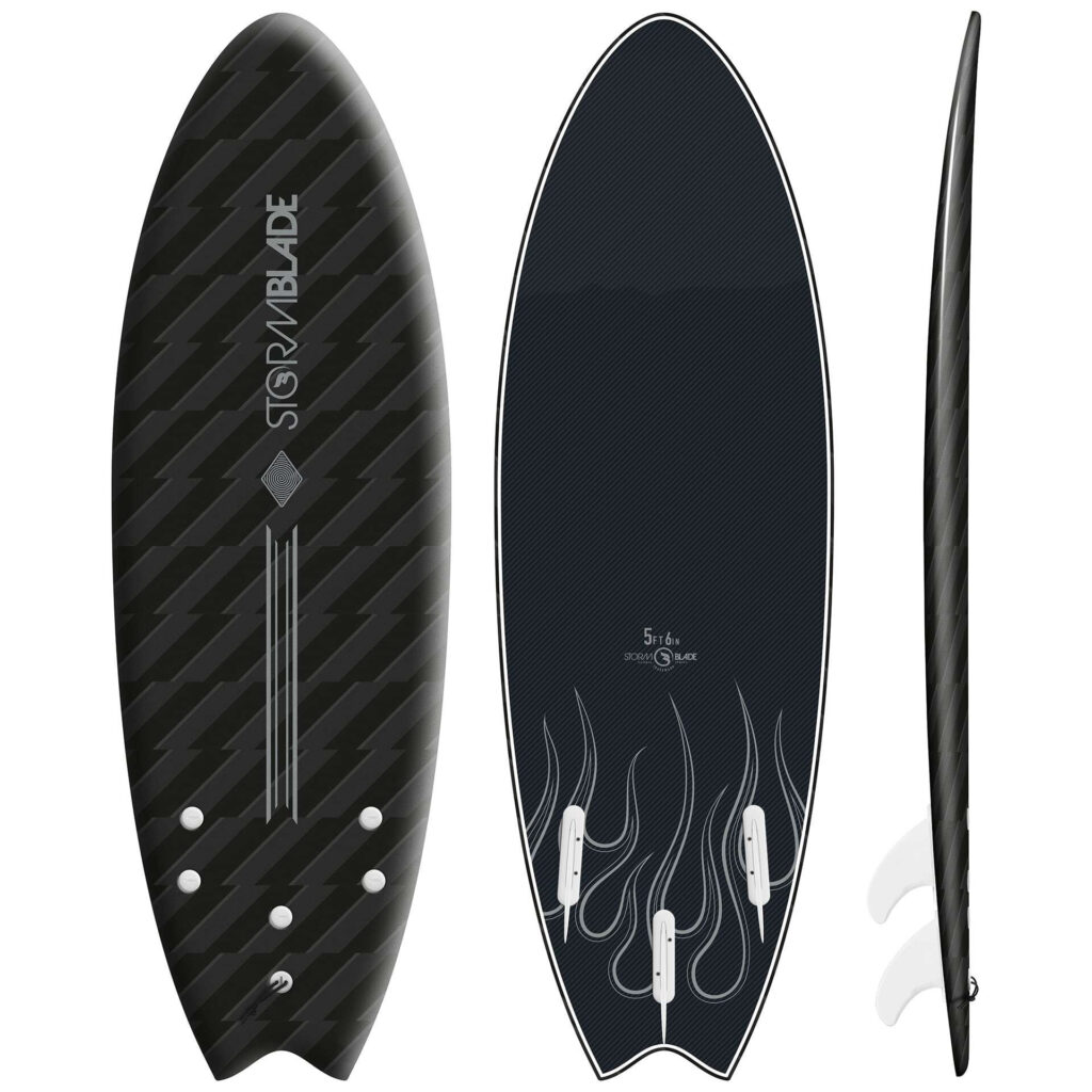 STORM BLADE 5ft6 SWALLOW TAIL SURFBOARD – BLIZZARD BLK